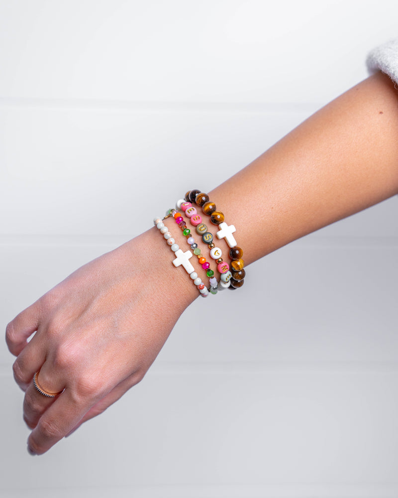 Dainty Small Stone Cross Bracelet – Holy Pals
